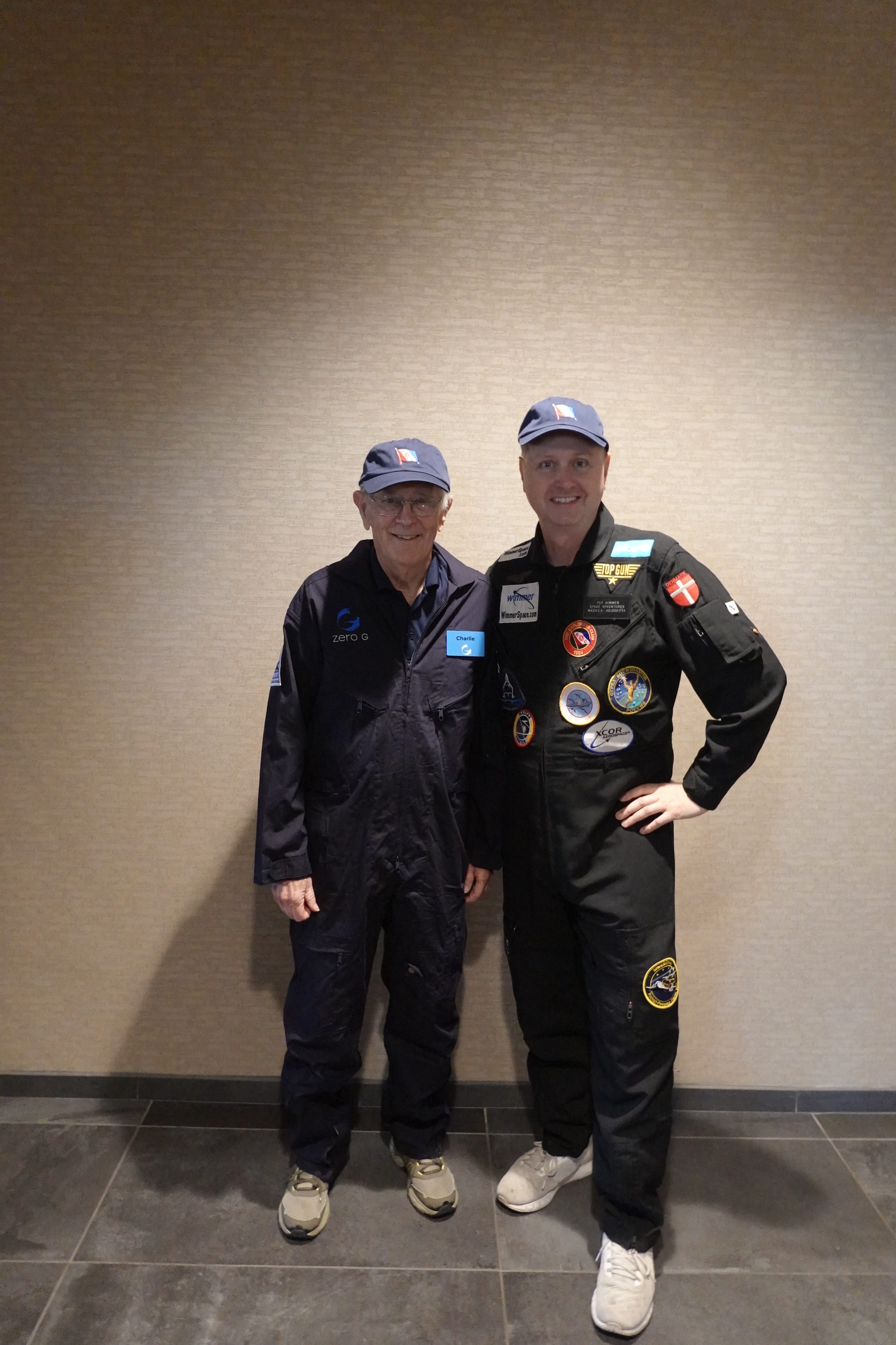 Zero-G space training with Apollo 16 Moon Walker Charlie Duke, Kennedy Space Centre, Cape ...